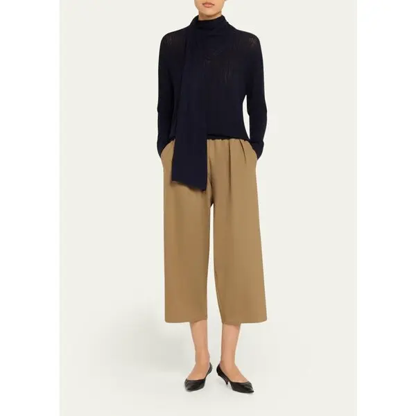Maria Mcmanus Pleated Wide-leg Crop Pull-on Trousers