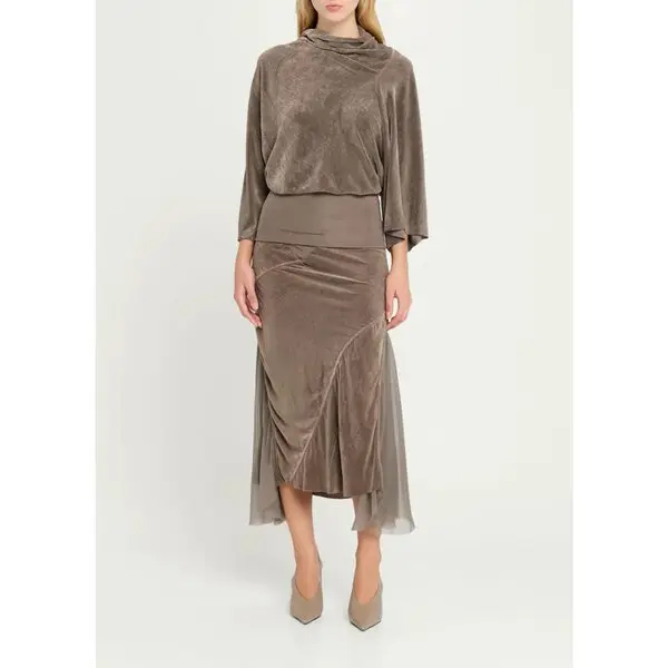 Rick Owens Cylinder Velvet Crêpe Flare-sleeve Top