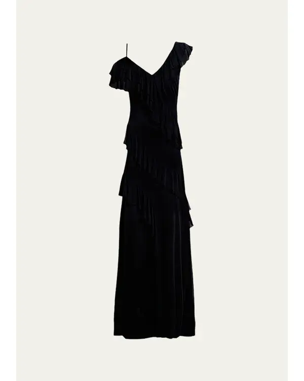 Diane Von Furstenberg Sofia Ruffle Cold-shoulder Maxi Dress - Black