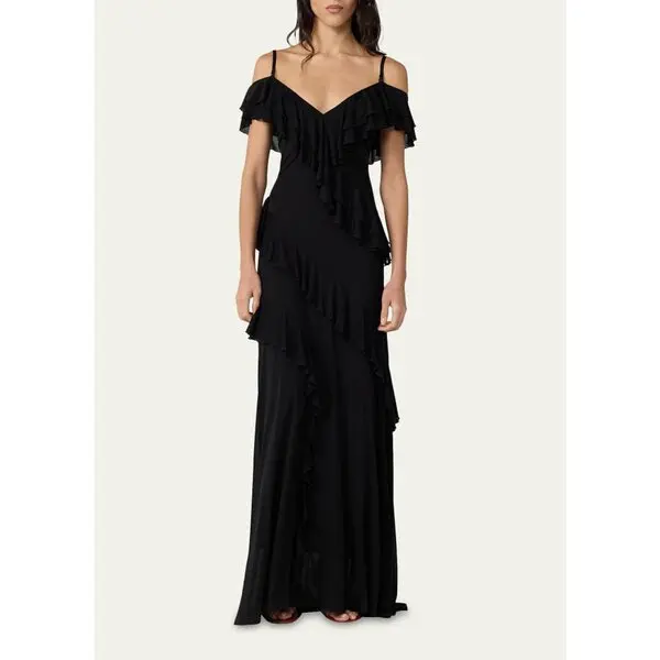 Diane Von Furstenberg Sofia Ruffle Cold-shoulder Maxi Dress