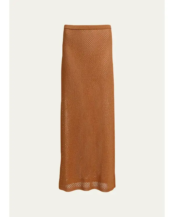Diane Von Furstenberg Harmon Straight Shimmer Mesh Knit Maxi Skirt