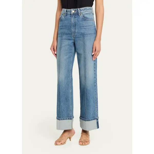 Ulla Johnson Genevieve Cuffed Wide-leg Jeans