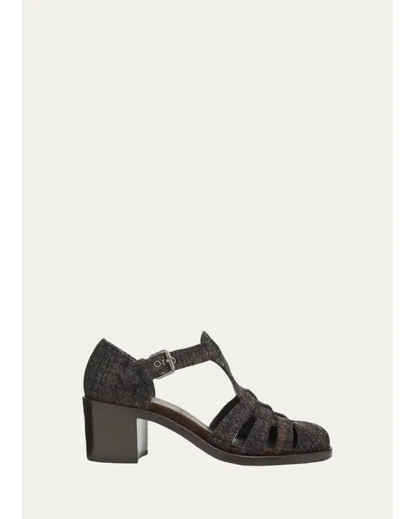 Church's 50mm Kelsey Plaid Tweed Fisherman Sandals - Ebano
