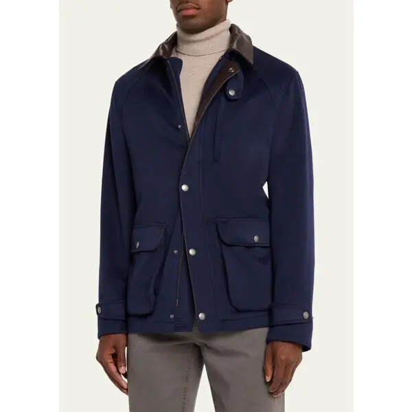 Brunello Cucinelli Wool Leather-trim Field Jacket