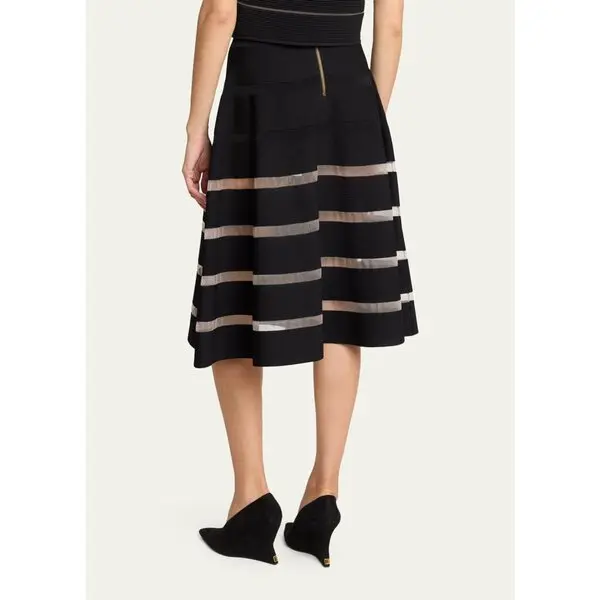 Balmain Sheer Striped Midi Skirt