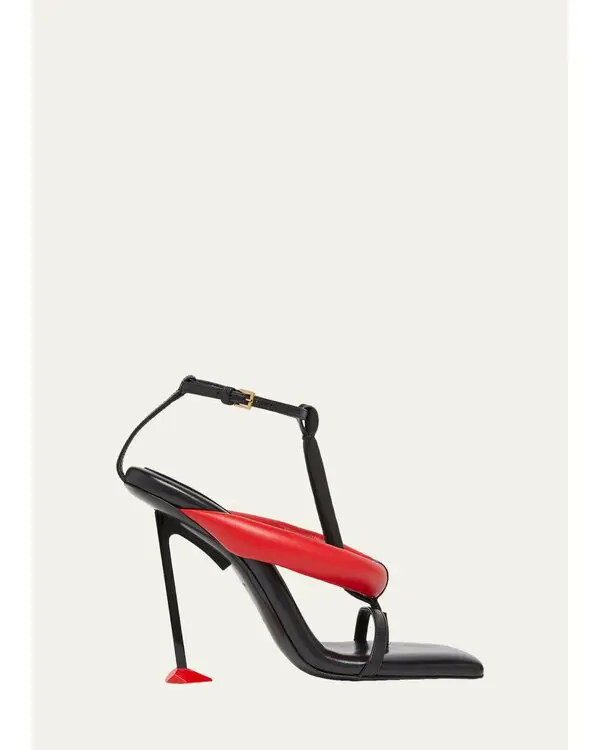Givenchy 95mm Boudoir Leather Thong Sandals - Black/red