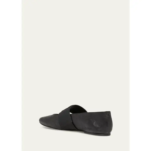 Givenchy Sliced Square Textured Leather Square-toe Ballerina Flats - Black