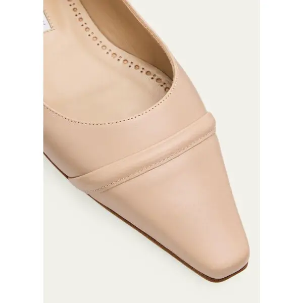 Manolo Blahnik Cotinu Leather Ballerina Flats