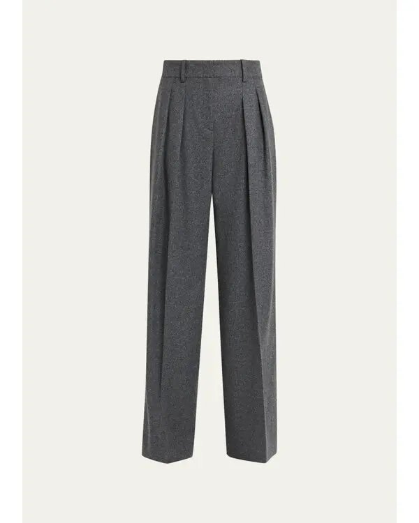 Michael Kors Pleated Wool Wide-leg Trousers