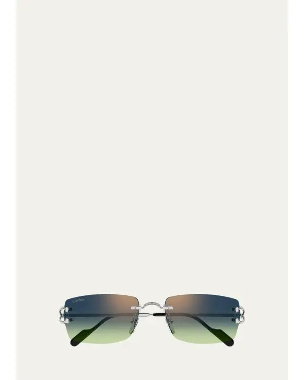 Cartier Ct0550s-008 Metal Rectangle Sunglasses - Silver