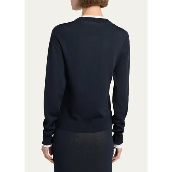 Bottega Veneta Silk Double Knit Crewneck Cardigan