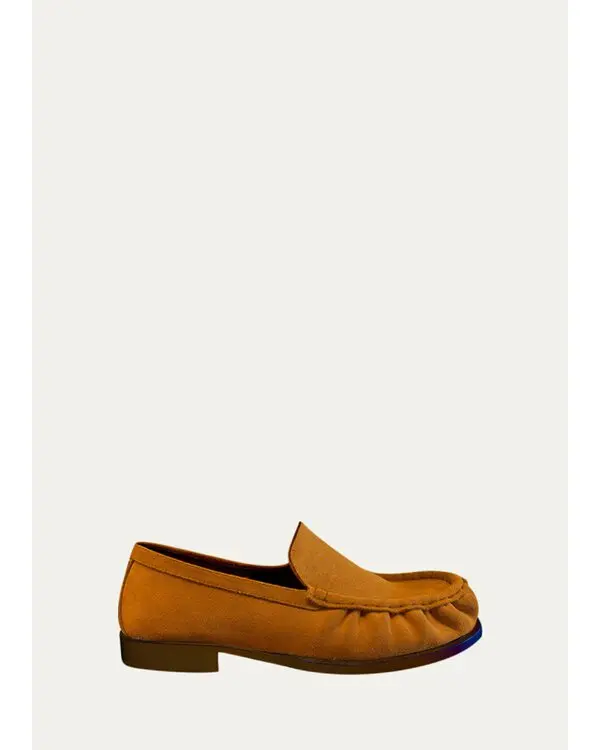 Dries Van Noten Ruched Suede Loafers - Tan