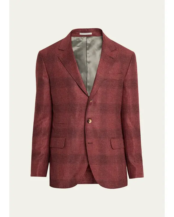Brunello Cucinelli Plaid Wool-cashmere Single-breasted Sport Coat