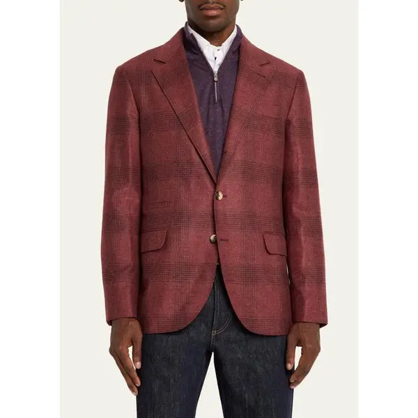 Brunello Cucinelli Plaid Wool-cashmere Single-breasted Sport Coat