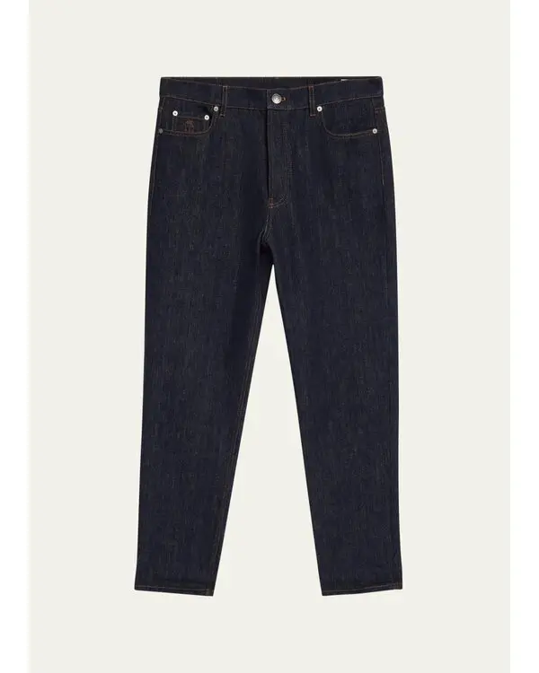 Brunello Cucinelli Rinsed Dark-wash Denim Straight-leg Jeans
