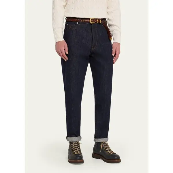 Brunello Cucinelli Rinsed Dark-wash Denim Straight-leg Jeans