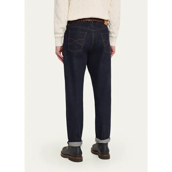 Brunello Cucinelli Rinsed Dark-wash Denim Straight-leg Jeans