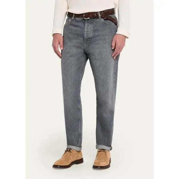 Brunello Cucinelli Rinsed Grey Denim Straight-leg Jeans