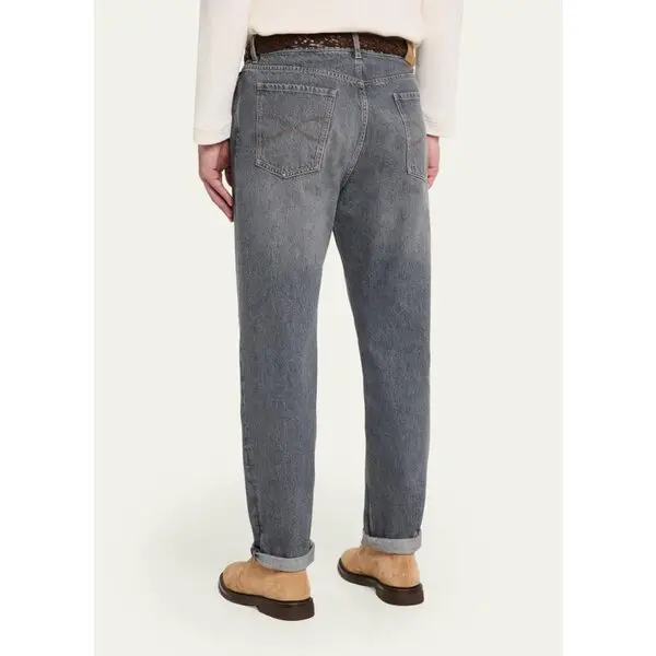 Brunello Cucinelli Rinsed Grey Denim Straight-leg Jeans