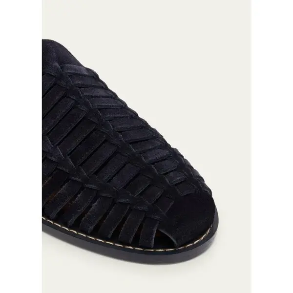 Brunello Cucinelli Woven Suede Sandals - Navy