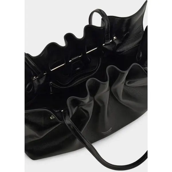FERRAGAMO Medium Gancini Pierced Shoulder Bag - Nero