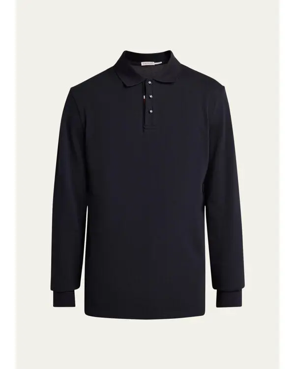 Moncler Archivio Cotton Long-sleeve Polo Shirt