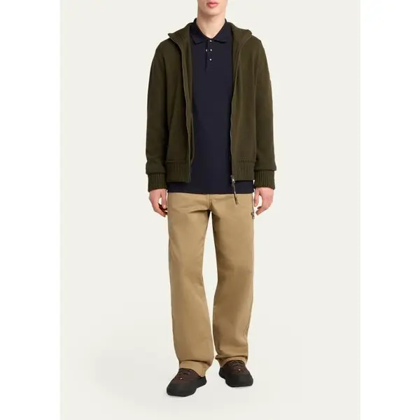 Moncler Archivio Cotton Long-sleeve Polo Shirt