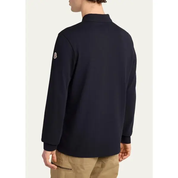 Moncler Archivio Cotton Long-sleeve Polo Shirt