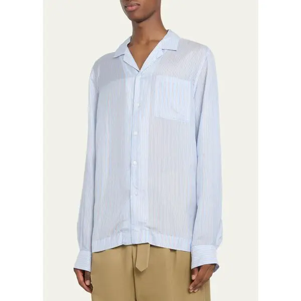 Dries Van Noten Striped Cupro Button-down Shirt