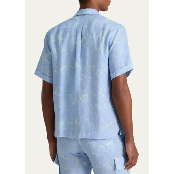 Vilebrequin Bubble Turtles Linen Short-sleeve Shirt