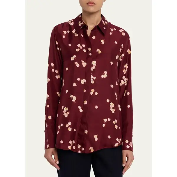 Altuzarra Chika Printed Silk Top - Maroon