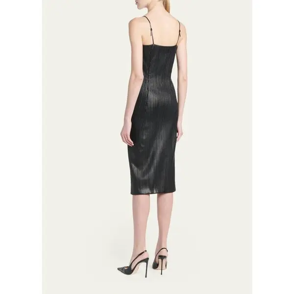 TOM FORD Fluted Leather Sleeveless Midi Dress