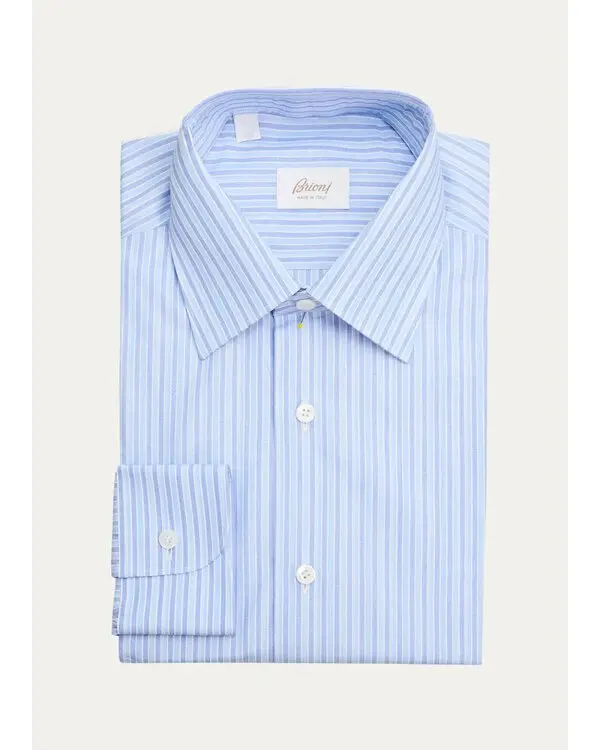 Brioni Striped Cotton Dress Shirt - Blue Multi