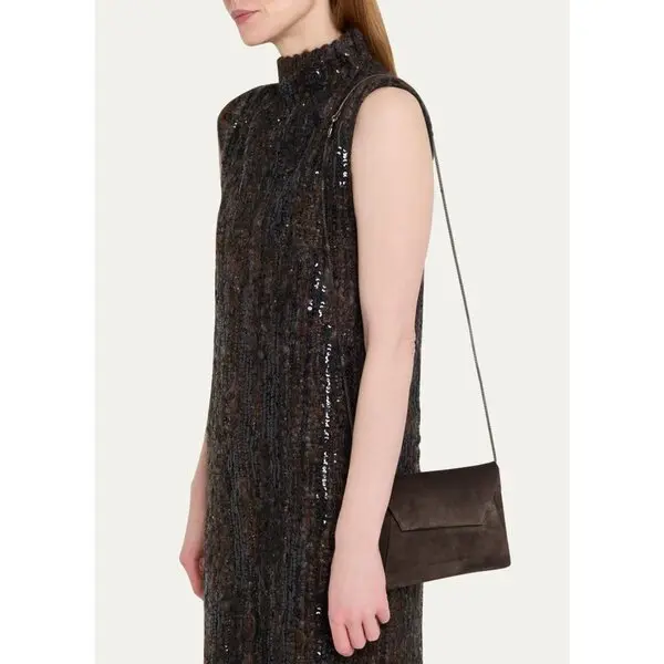 Brunello Cucinelli Suede Envelope Clutch Bag - Espresso