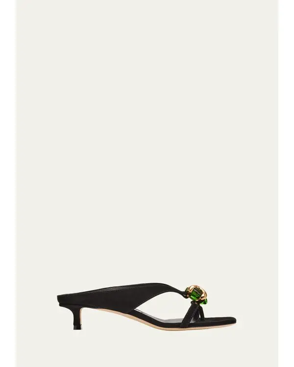 JIMMY CHOO 35mm Emeri Stone Suede Sandals - Black