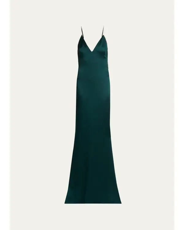 TOM FORD Crystal-trim Backless Satin Mermaid Gown