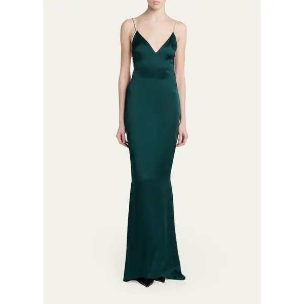 TOM FORD Crystal-trim Backless Satin Mermaid Gown