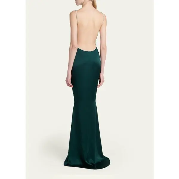TOM FORD Crystal-trim Backless Satin Mermaid Gown