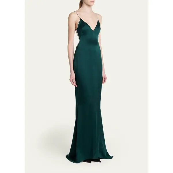 TOM FORD Crystal-trim Backless Satin Mermaid Gown