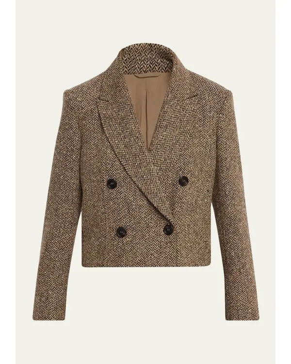 Brunello Cucinelli Sparkling Wool Herringbone Blazer