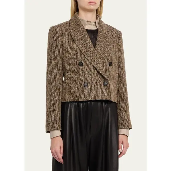 Brunello Cucinelli Sparkling Wool Herringbone Blazer