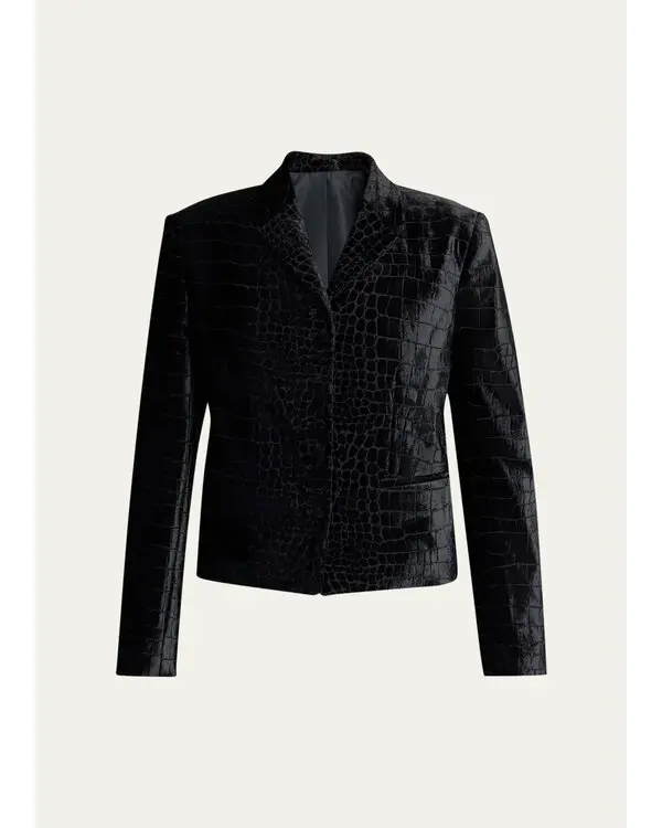 TOM FORD Croc-embossed Velvet Single-breasted Jacket