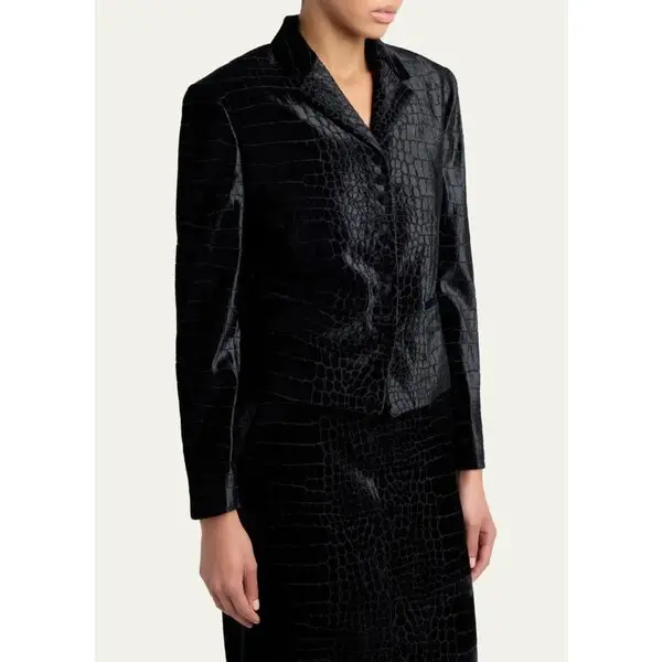 TOM FORD Croc-embossed Velvet Single-breasted Jacket