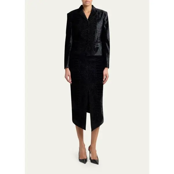 TOM FORD Croc-embossed Velvet Single-breasted Jacket