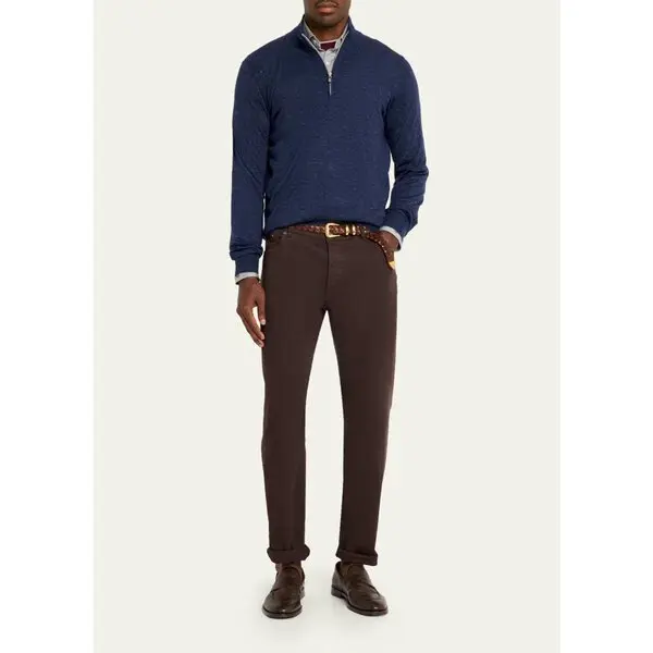 Brunello Cucinelli Cashmere-blend Quarter-zip Sweater - Navy