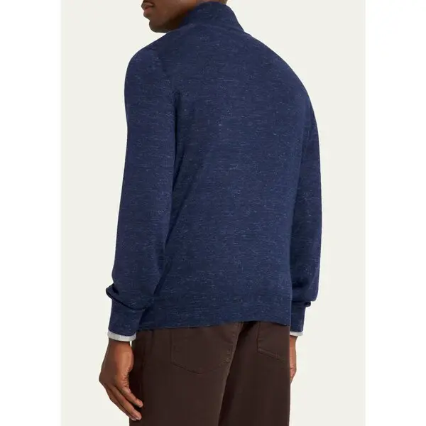 Brunello Cucinelli Cashmere-blend Quarter-zip Sweater - Navy