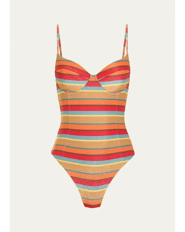 Ramy Brook Jayda Glitter Striped One-piece Swimsuit