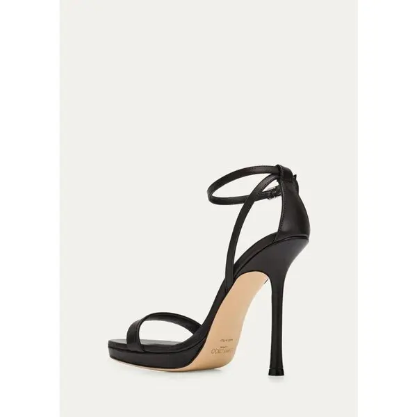 JIMMY CHOO 120mm Moza Leather Platform Ankle-strap Sandals - Black