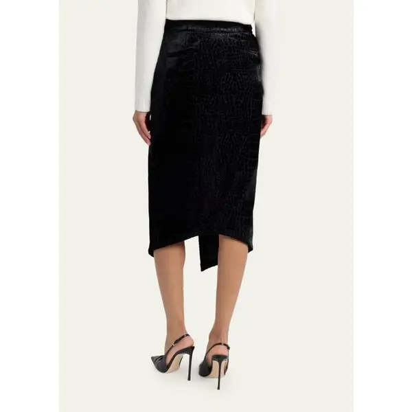 TOM FORD Croco-embossed Velvet Midi Skirt