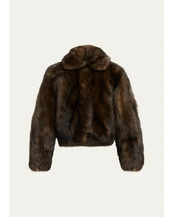 Brunello Cucinelli Lamb Shearling Zip Jacket With Monili Trim